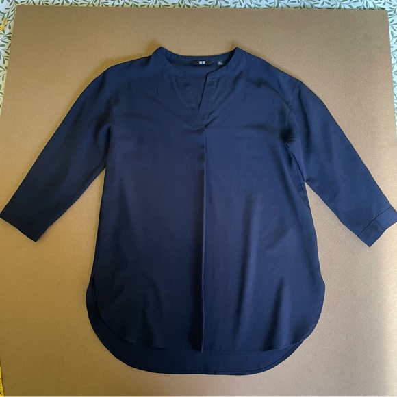 Uniqlo | Tops | Uniqlo Navy Blue Blouse | Poshmark